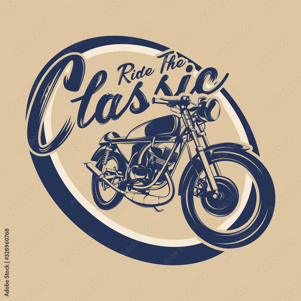 Classic custom motorcycle logo design illustration Stock Vector | Adobe ...