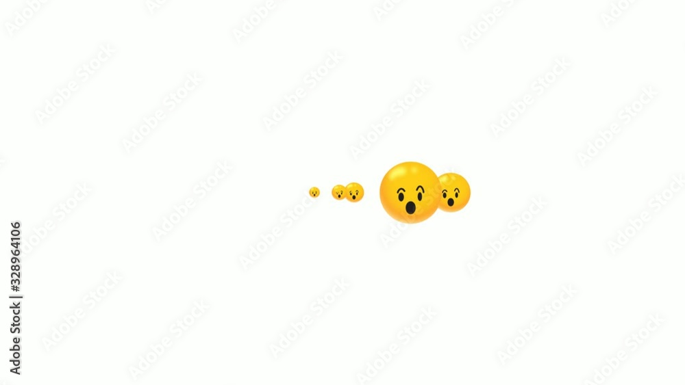 surprised emoticons flying animation. social media motion isolated on ...