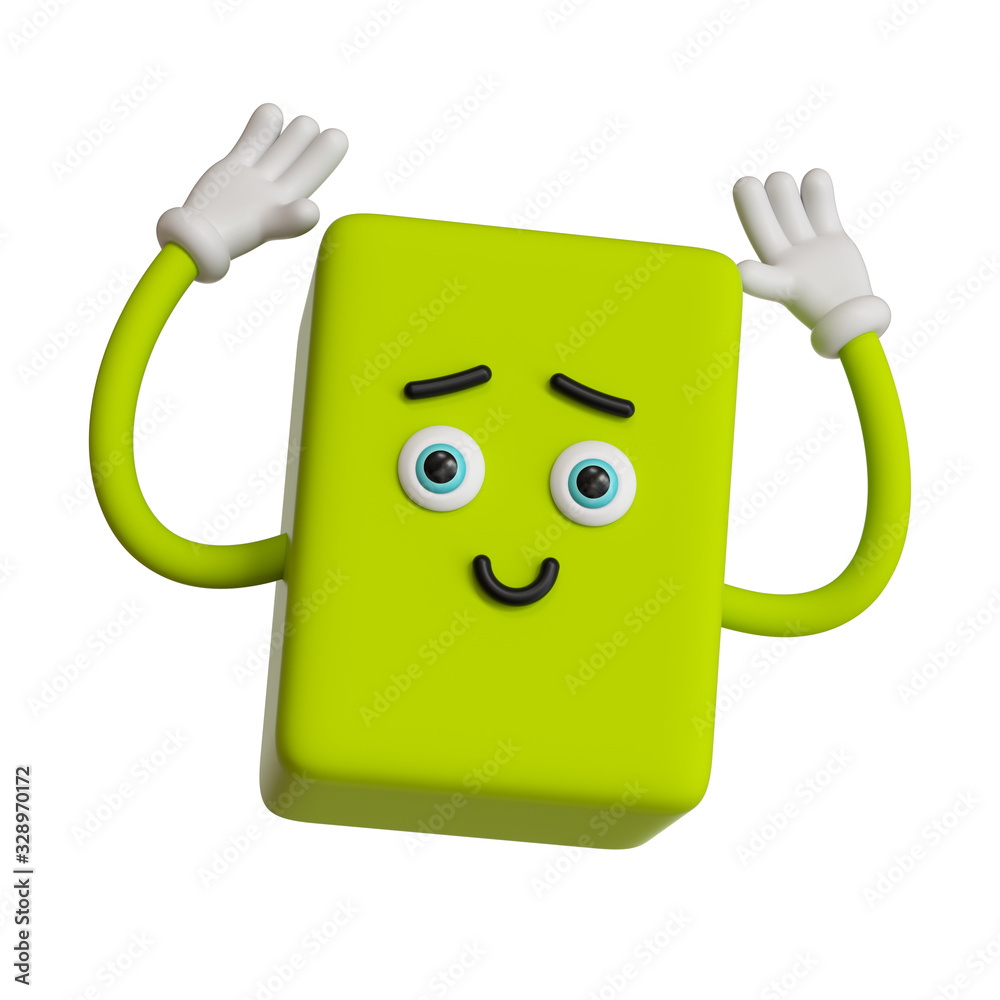 3d render, abstract emotional face icon, green emoticon clip art ...