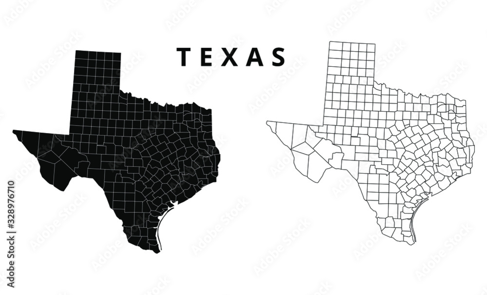 Texas State Map Vector - Map of Texas State With County Boundaries ...