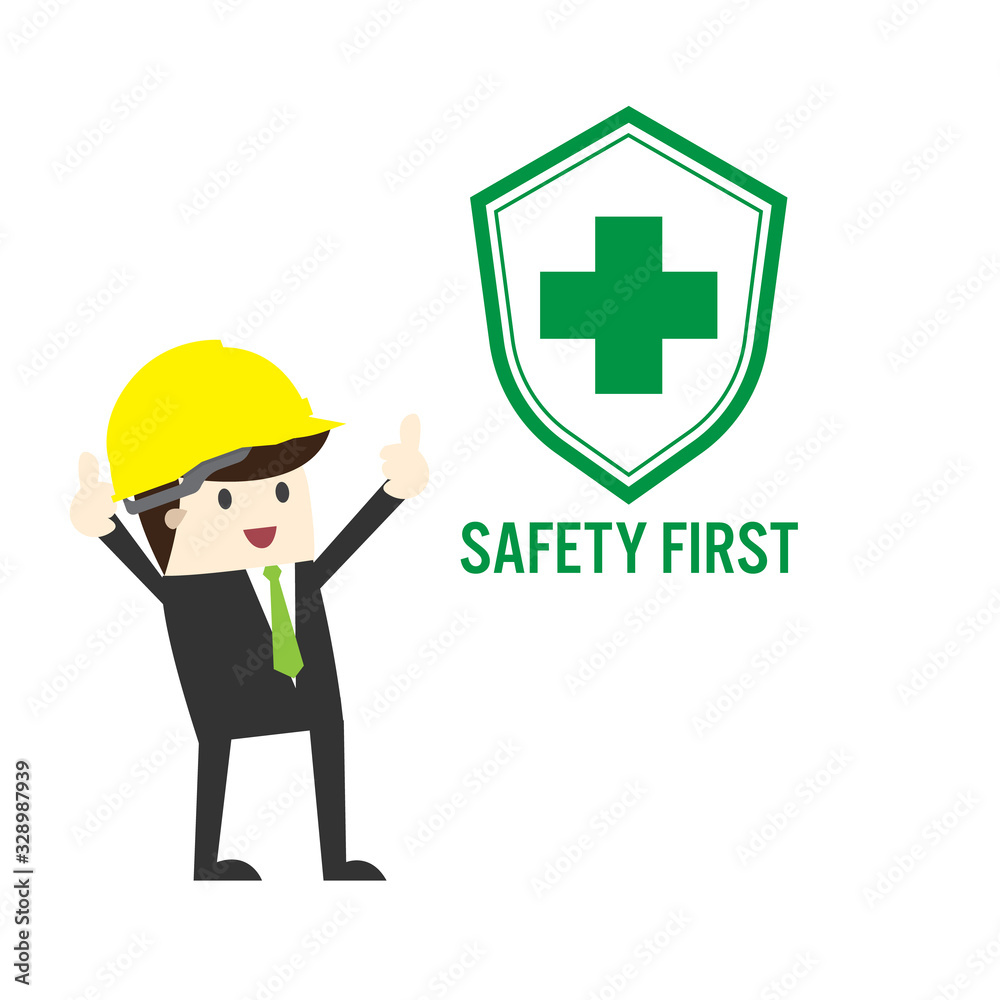Man show two hand with Shield Vector Icon for safety first concept ...