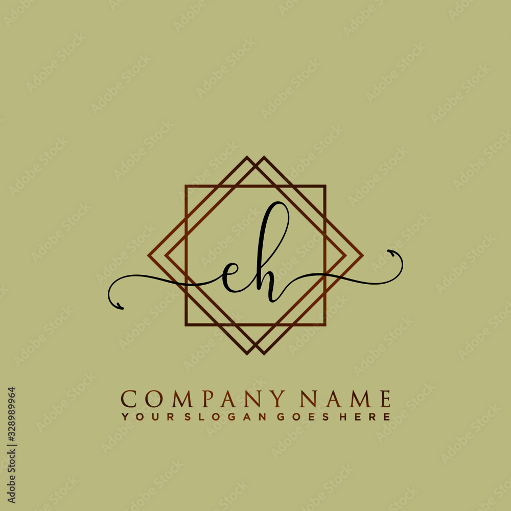 Initial Letter EH Signature Handwriting and Elegant Logo Design ...