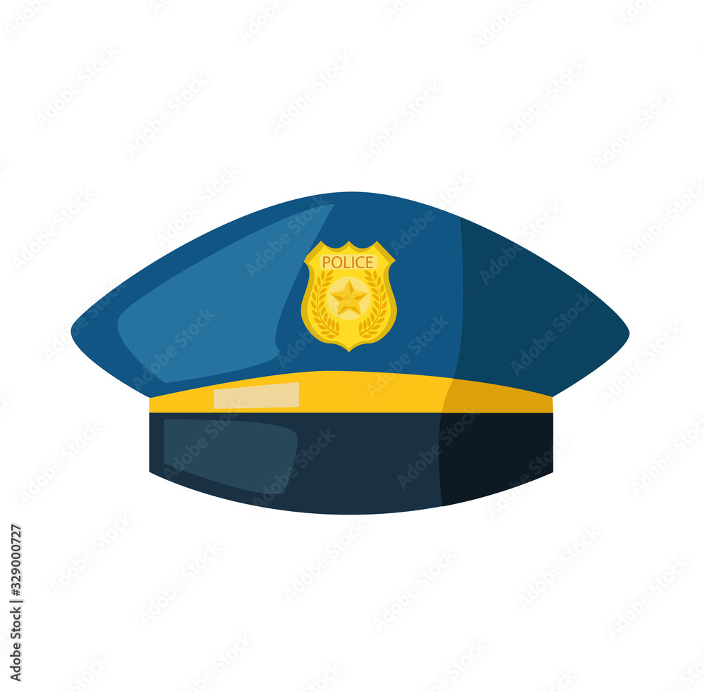 Cartoon police hat and gold badge vector Stock Vector | Adobe Stock