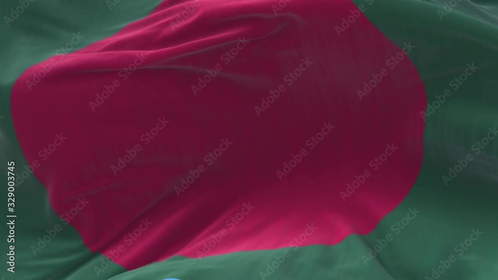 4k Bangladesh National Bengal flag slow loop seamless waving with ...