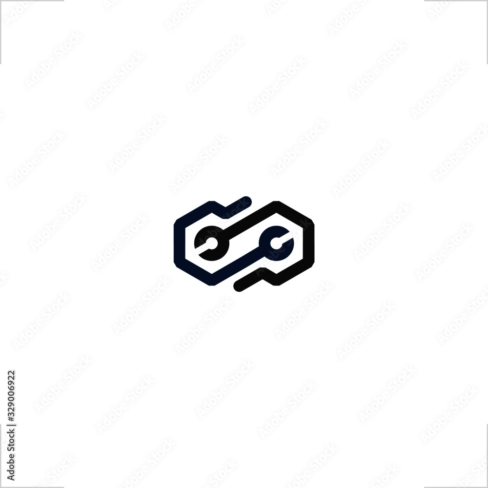 abstract wrench logo connected tech design Stock Vector | Adobe Stock