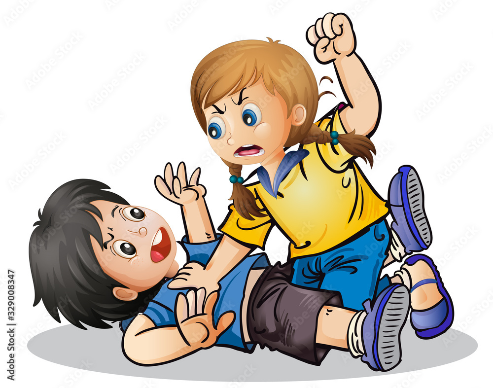 kids fighting Stock Illustration | Adobe Stock
