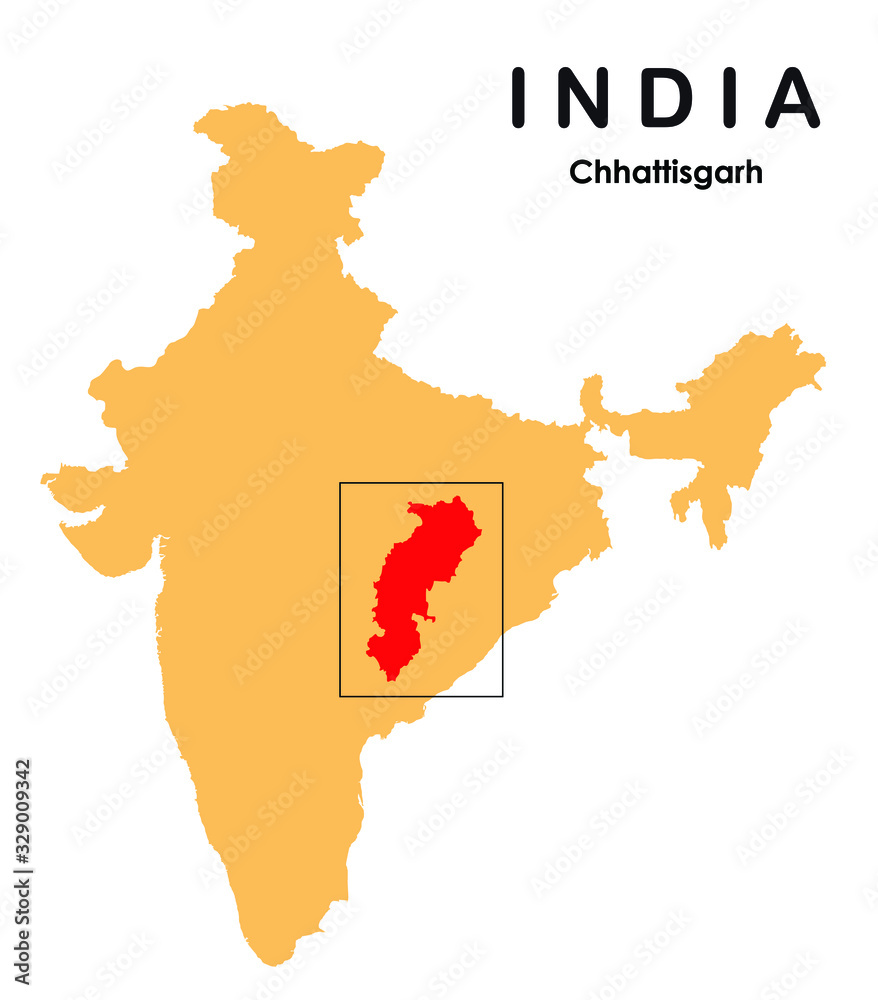 Chhattisgarh in India map. Chhattisgarh map vector illustration Stock ...