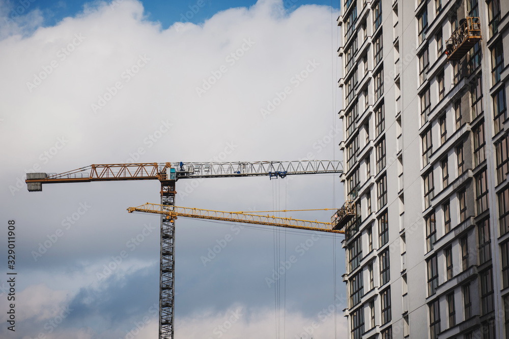 construction of a high-rise residential building . tower cranes in ...