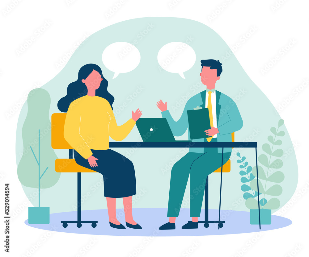 Candidate and HR manager having job interview. Business man and woman ... Candidate and HR manager having job interview. Business man and woman ...