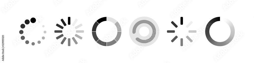 Loading symbol collection. Load web icons, isolated on white background ...