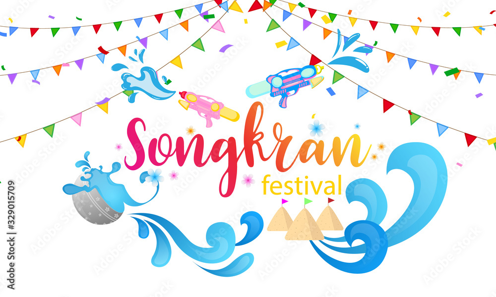 Songkran festival celebration thailand holiday background Stock Vector ...