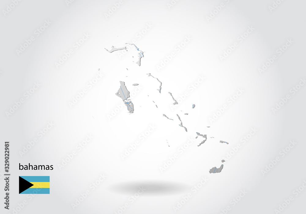 Vector map of bahamas with trendy triangles design in polygonal style ...