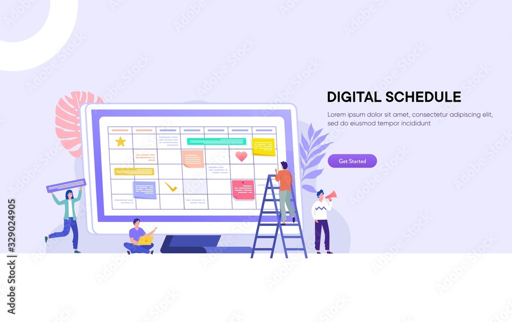 Business agenda appointment vector illustration concept, Happy man and ...