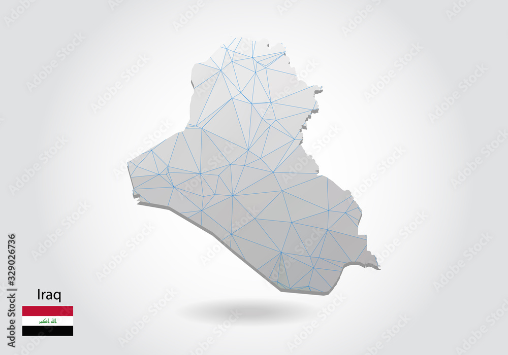 Vecteur Stock Vector map of iraq with trendy triangles design in ...