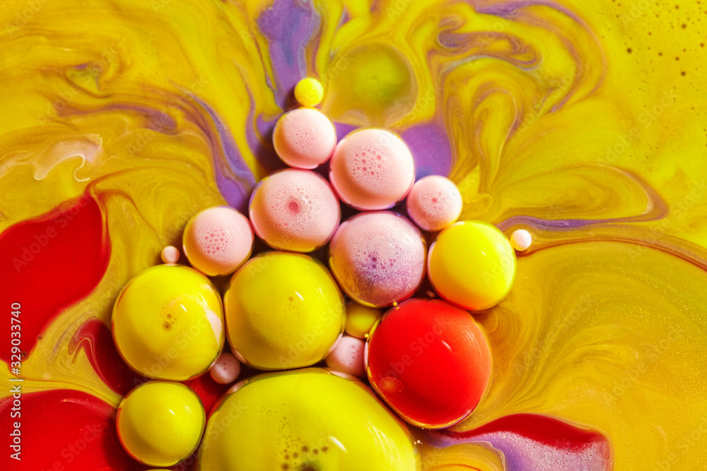 Colourful acrylic bubbles.Abstract ink design template mixed texture ...