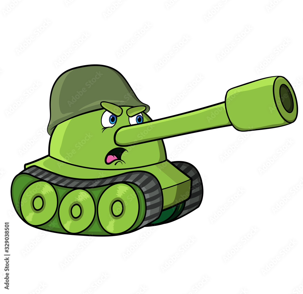 Cartoon tank angry. goes on the attack .vector isolated on white ...
