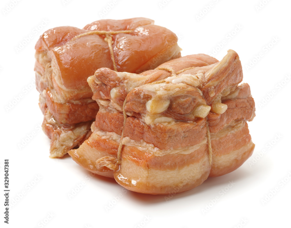 braised pork belly, dongpo pork,chinese cuisine on white Stock Photo ...