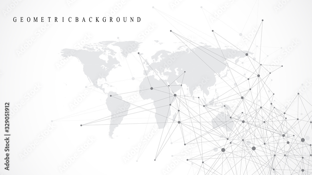 Political World Map with global technology networking concept. Digital ...