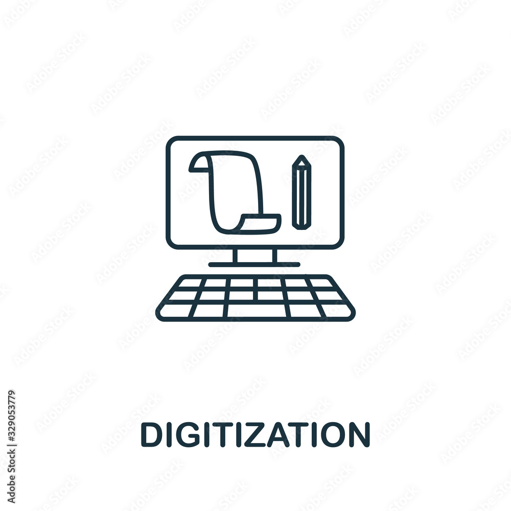 Digitization icon from industry 4.0 collection. Simple line element ...