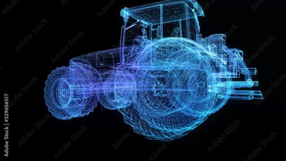 Tractor formation from abstract polygonal line. Model tractor in motion ...