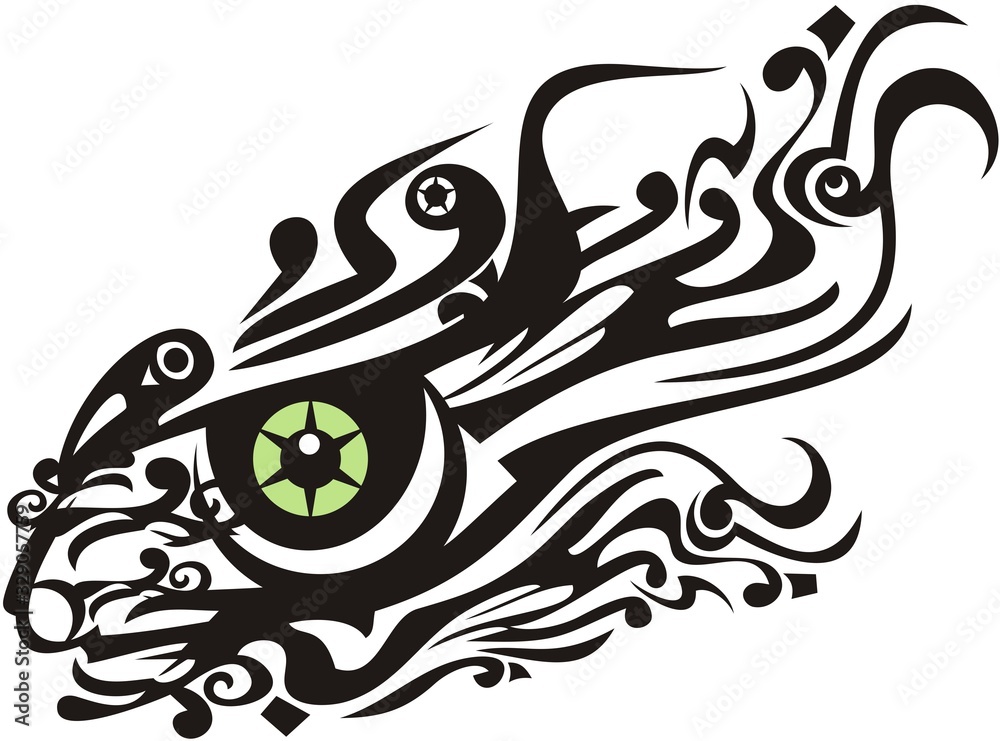 Beautiful ornamental eye in the fish form. Abstract eye symbol for ...