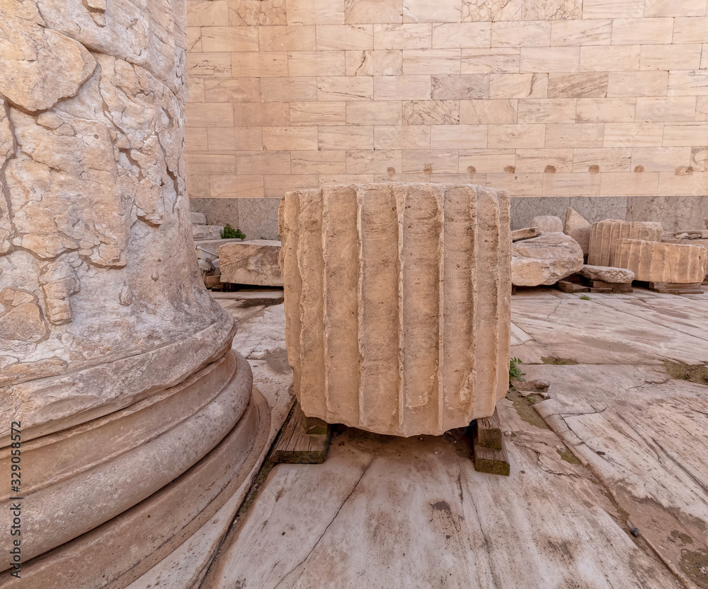 base and piec of ancient greek doric style column Stock Photo | Adobe Stock