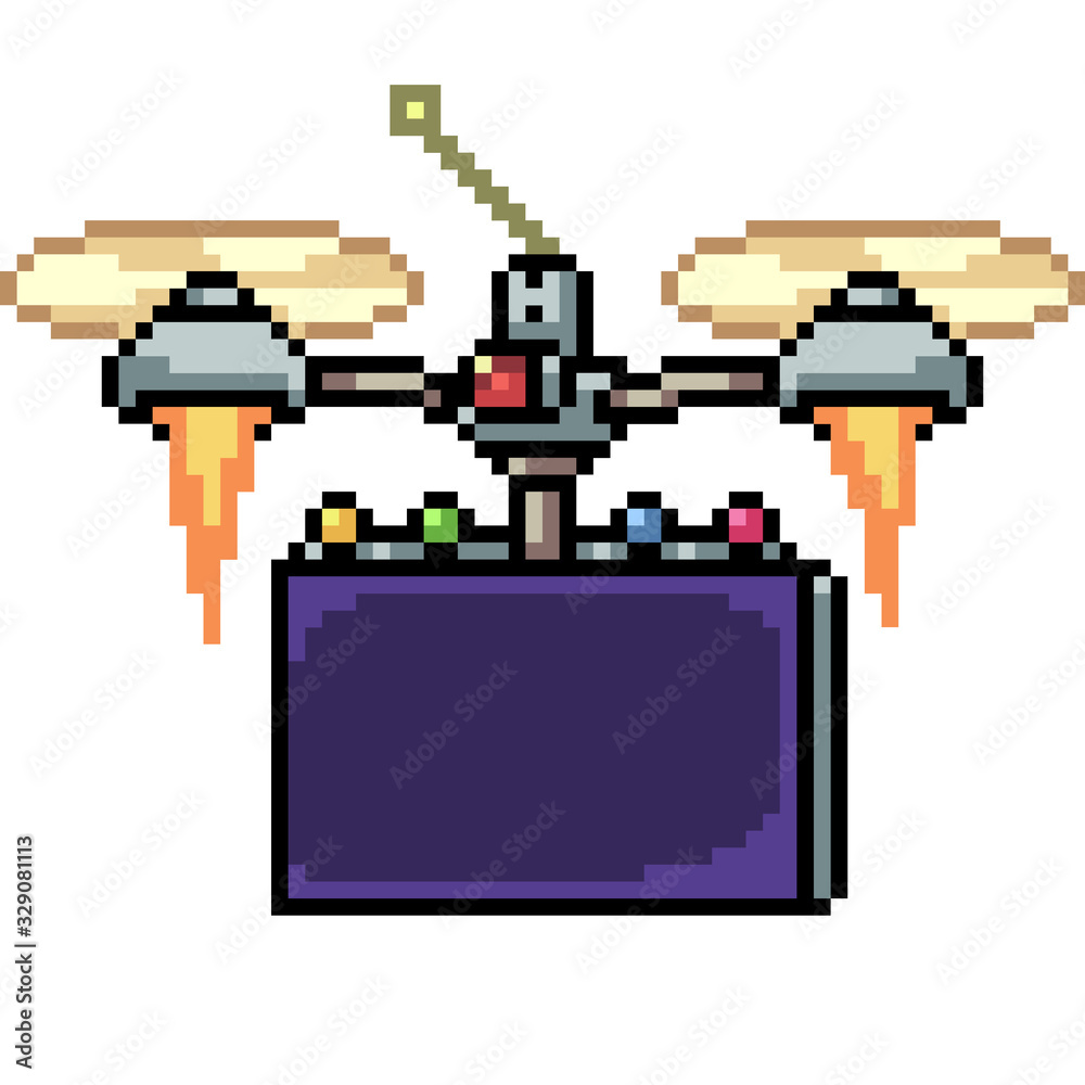 vector pixel art isolated monitor drone Stock Vector | Adobe Stock