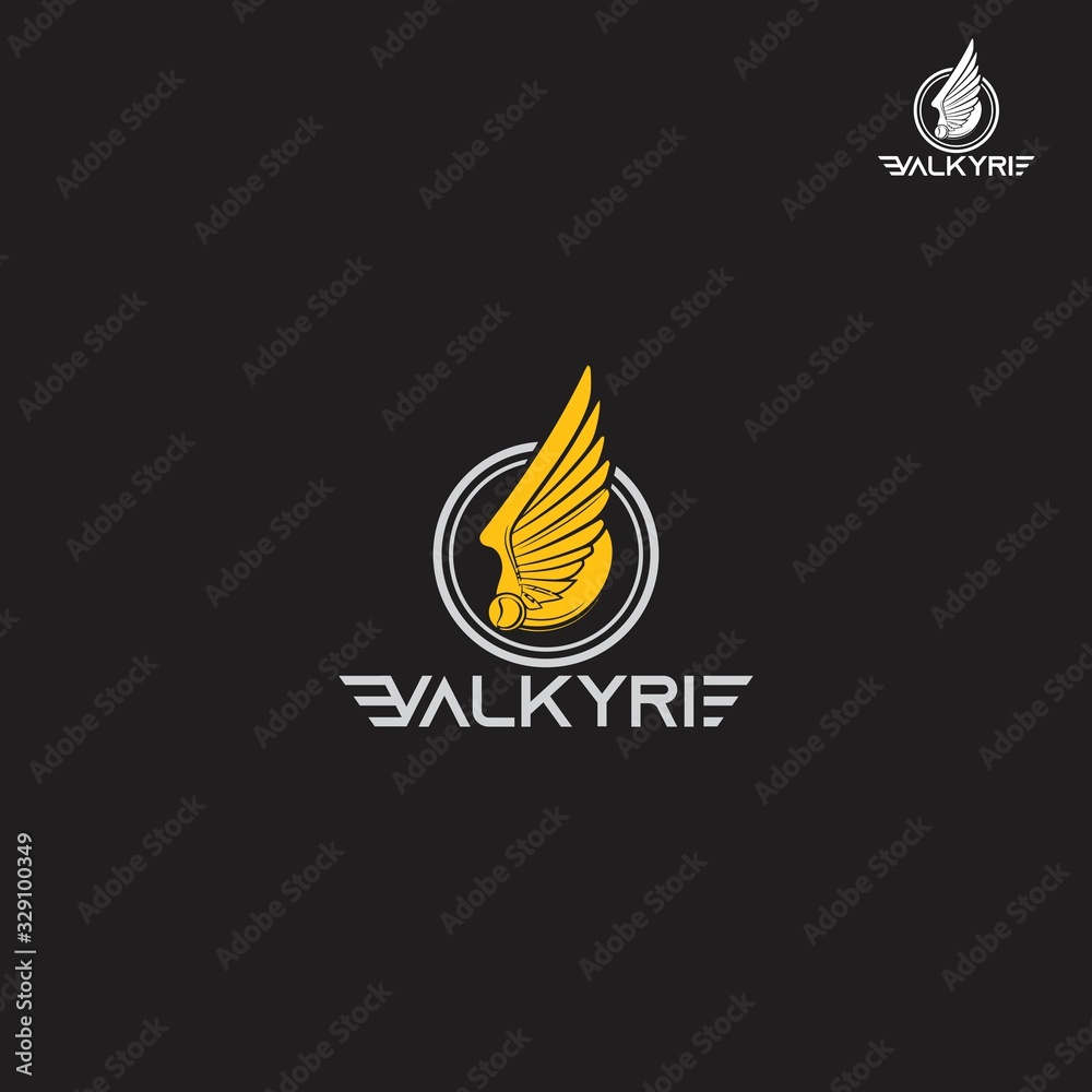 Valkyrie icon. Golden vector Valkyrie icon on black background from ...