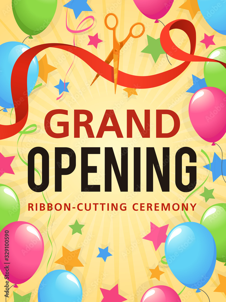 Grand opening. Presentation event, invitation card, opening store ...