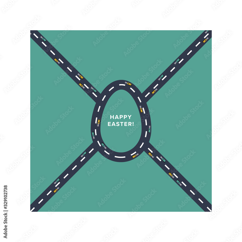 Original and creative Easter card with the road and roundabout in the ...