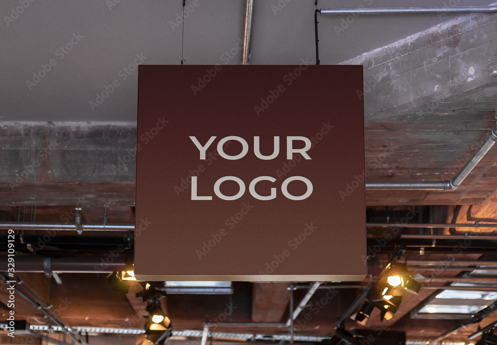 Indoor Rectangle Mockup Mount Sign Stock Template | Adobe Stock