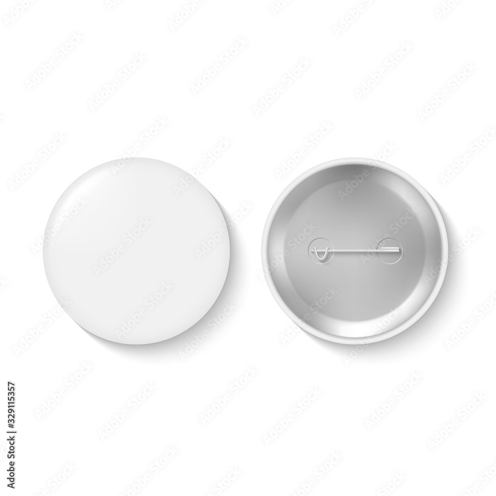 Vetor de Blank pinback button or white round badge do Stock | Adobe Stock
