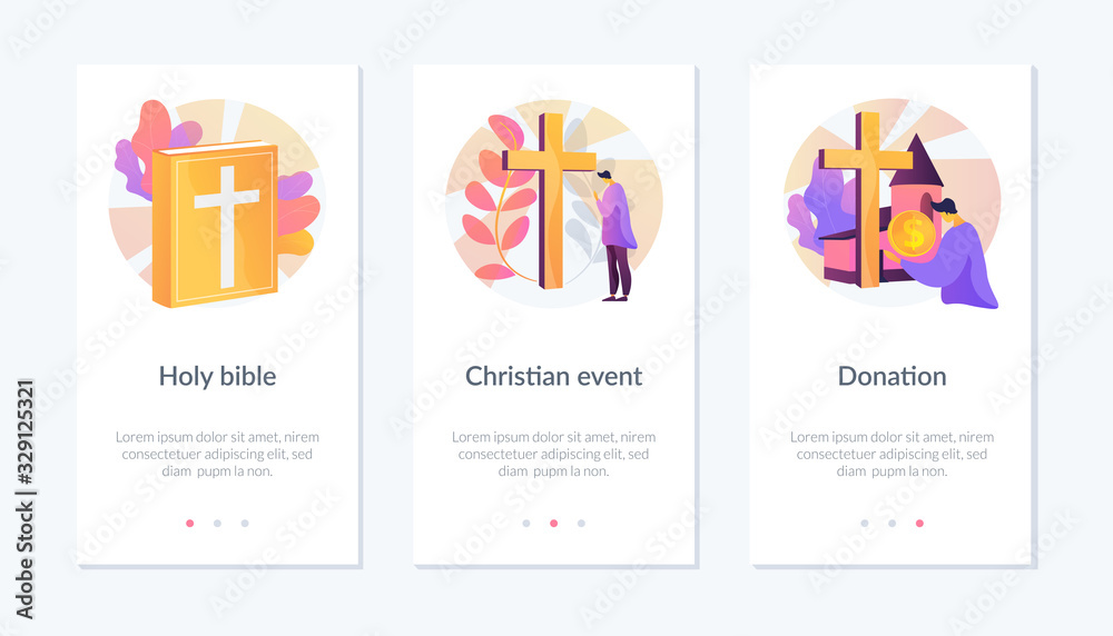 Church congregation lifestyle symbols. Sacred book, religious ...