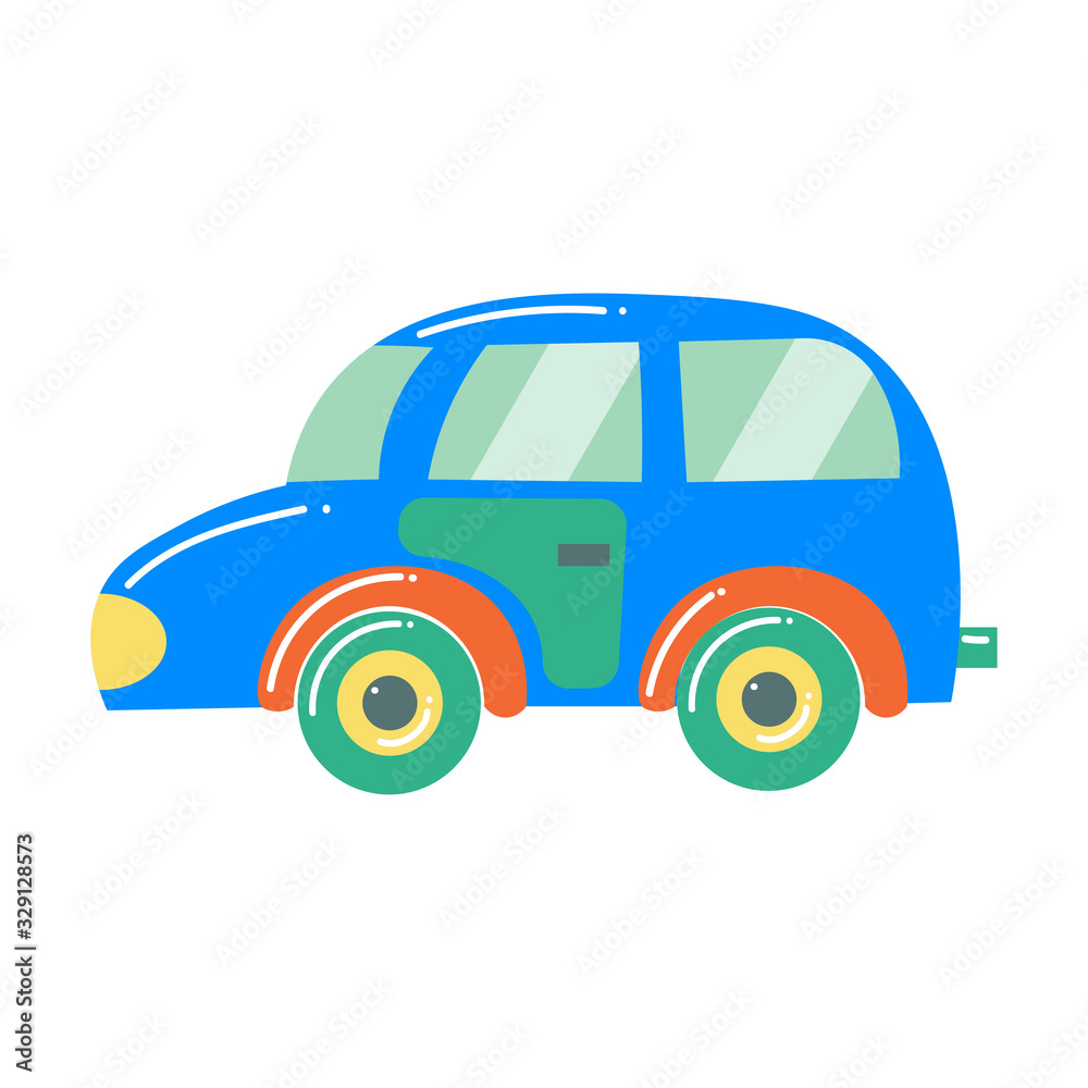 Fototapeta dla chłopca Cute blue car toy for children. Vector ... Fototapeta dla chłopca Cute blue car toy for children. Vector ...