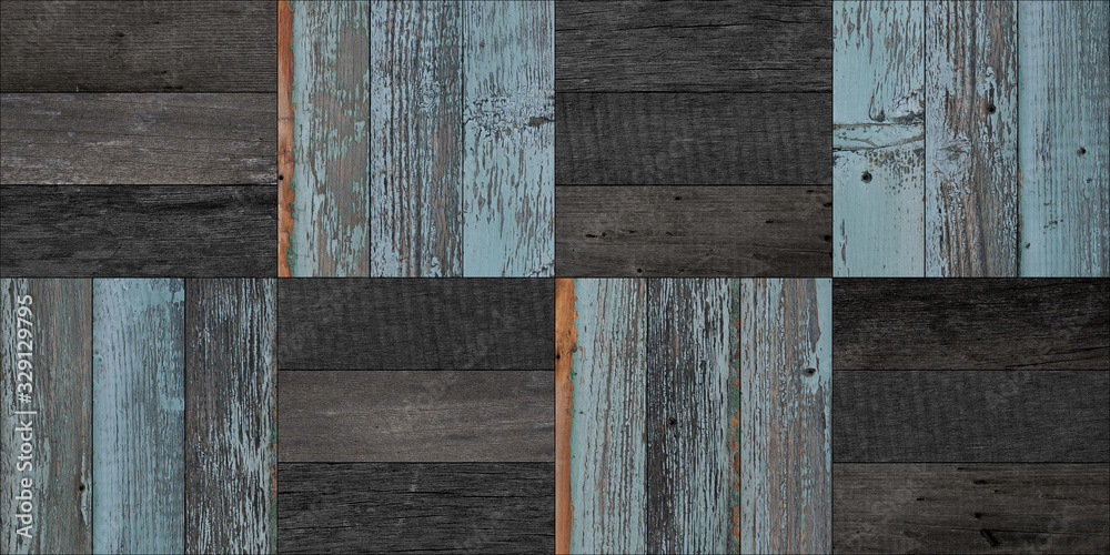 Seamless wooden floor with checkered pattern made of barn boards ...