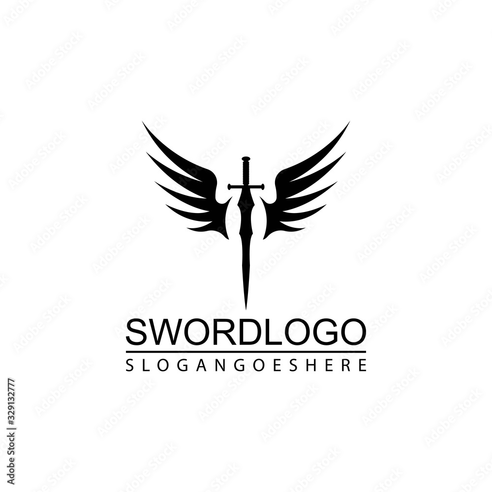 Sword Winged Logo Vector Template Design Stock Vector | Adobe Stock