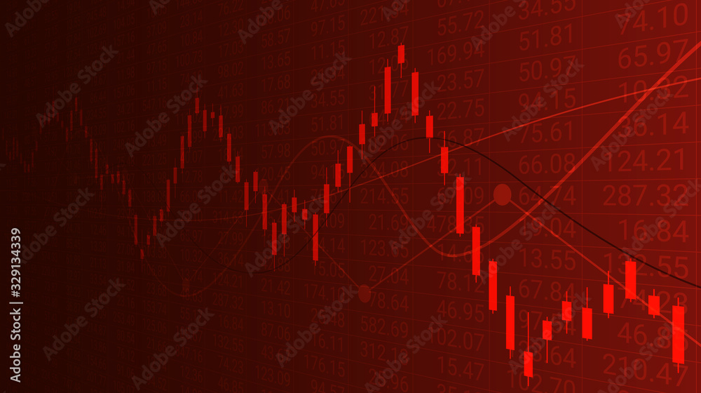 Abstract financial chart with downtrend line graph in stock market on ...