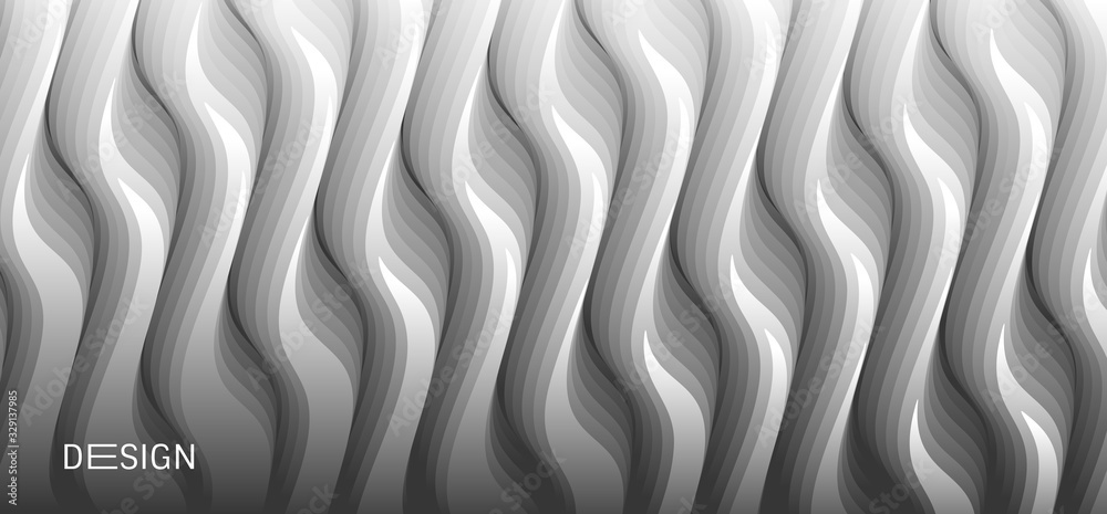 Vertical texture with volumetric waves. Abstract wavy background with ...