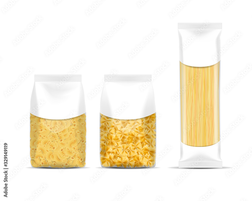 Realistic Detailed 3d Pasta Packaging Template Set. Vector Stock Vector ...