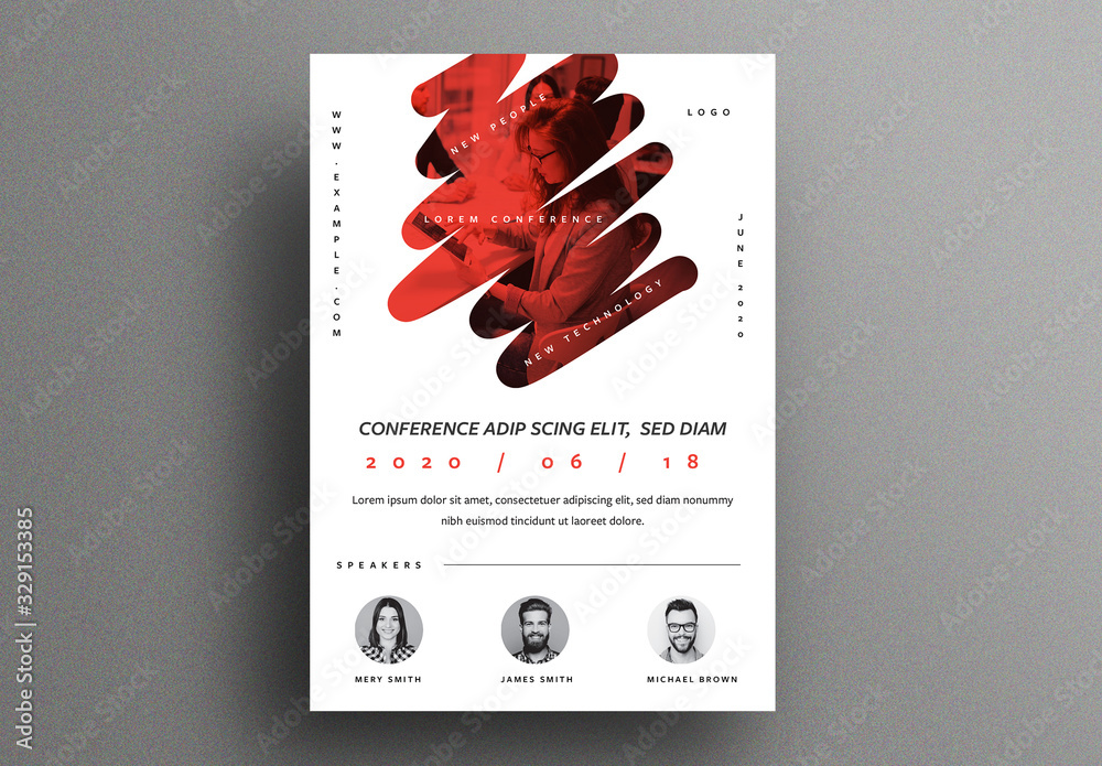Flyer Layout for Conference Meeting with Orange Accents Stock Template ...