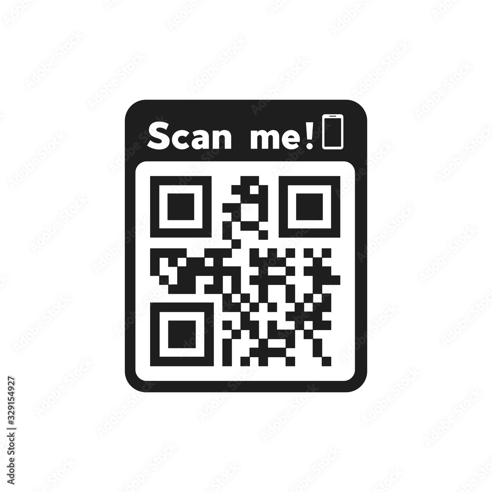 QR code and text scan me, vector icon on white background. Stock Vector ...