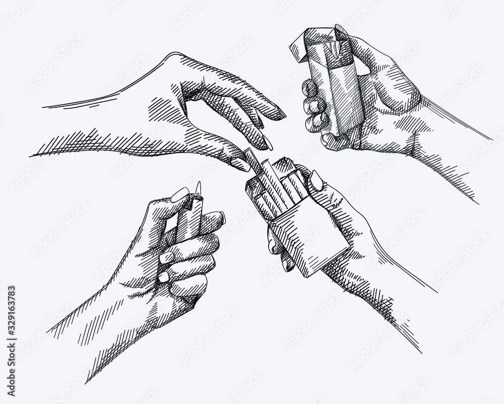 Hand Holding Cigarette Sketch