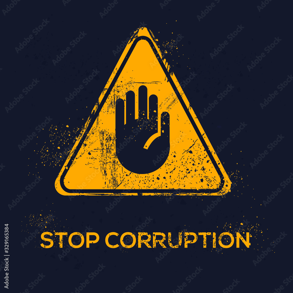 Warning sign (stop corruption), vector illustration. Stock Vector ...