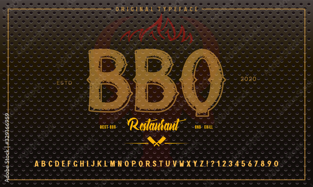 Hand Made Font 'American Grill'. Custom handwritten alphabet. Retro ...