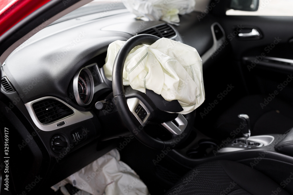 Airbag exploded at a car accident. Car Crash Stock Photo | Adobe Stock