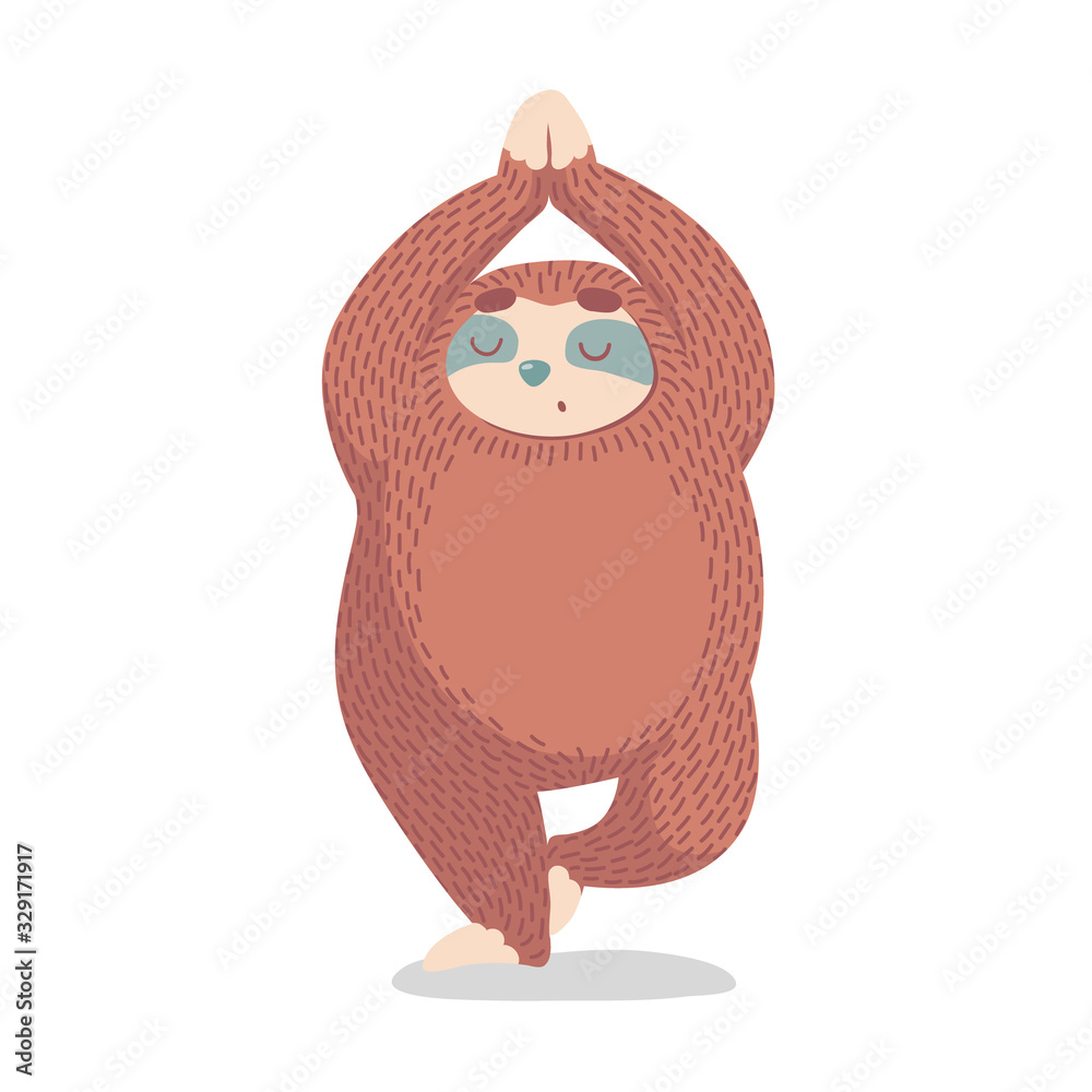 cute cartoon sloth in yoga pose. cartoon animal vector illustration ...