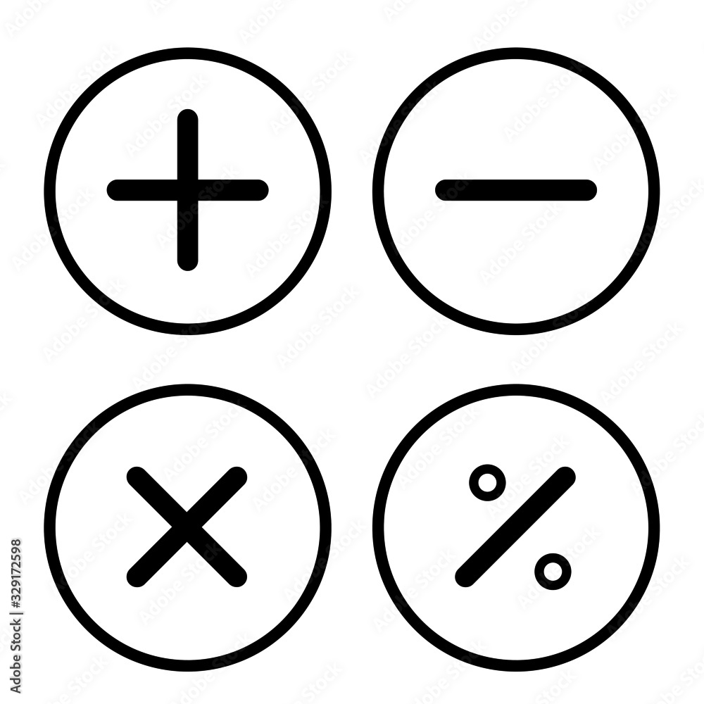 Mathematical Plus, Minus, Multiplication, Division. Flat Vector Icon ...