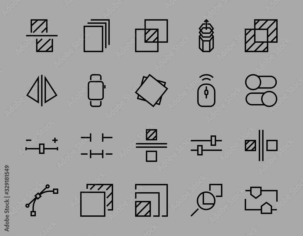 A simple set of image editing related vector line icons. Contains icons ...