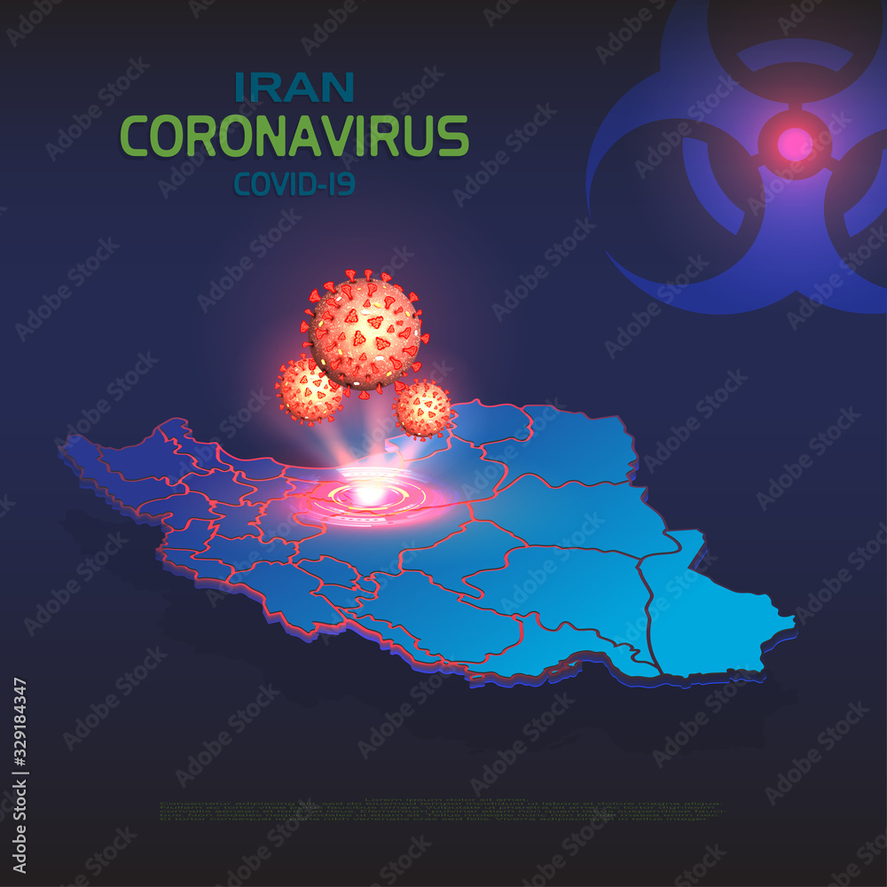 Coronavirus in Iran. Isometric map of Iran with regions country ...