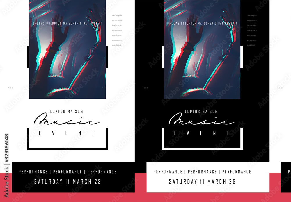 Black and White Poster Layout with Red Accents Stock Template | Adobe Stock